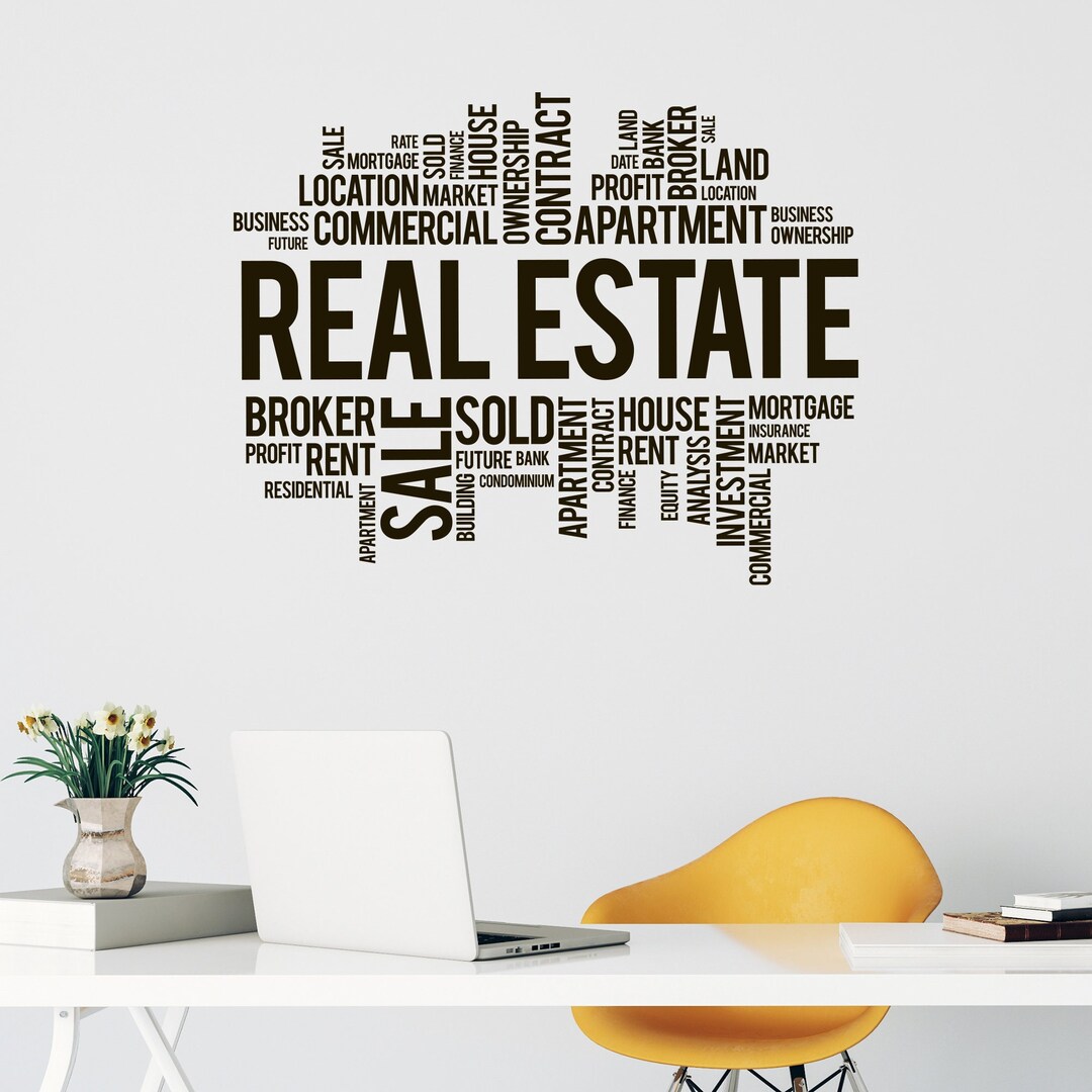 Real Estate Agency Logo Vinyl Wall Decal Word Cloud Office Decor ...