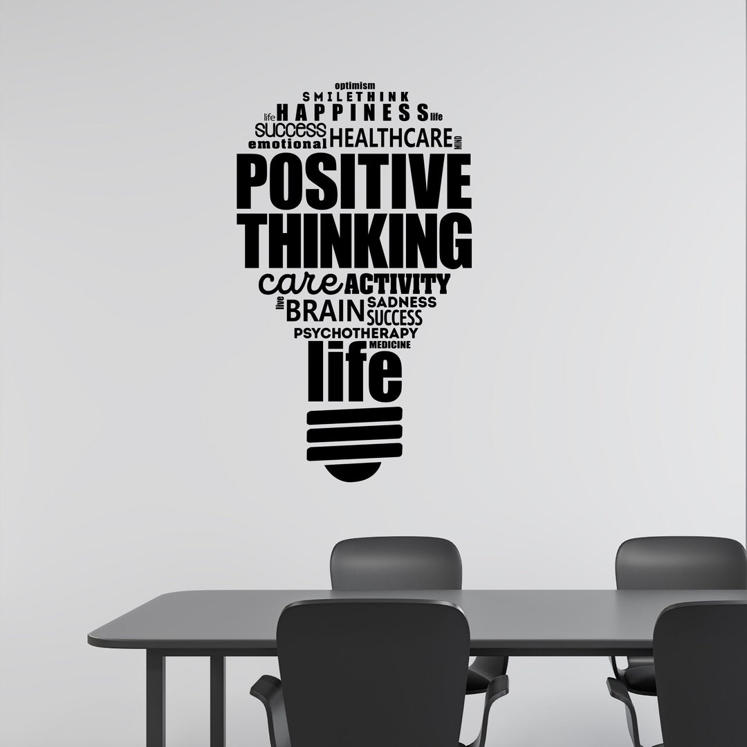 Transform Your Space With a Positive Thinking Light Bulb Vinyl Wall ...