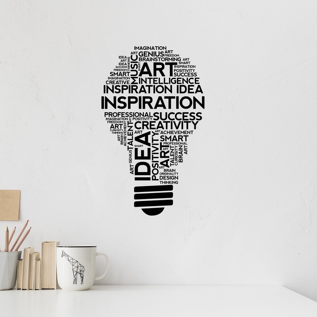 Inspirational Idea Vinyl Wall Decal Light Bulb Words Home Office Decor ...