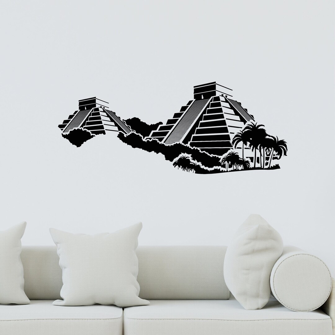 Pyramids Vinyl Wall Decal Royalty Ancient Mayan Palm Trees Stickers ...