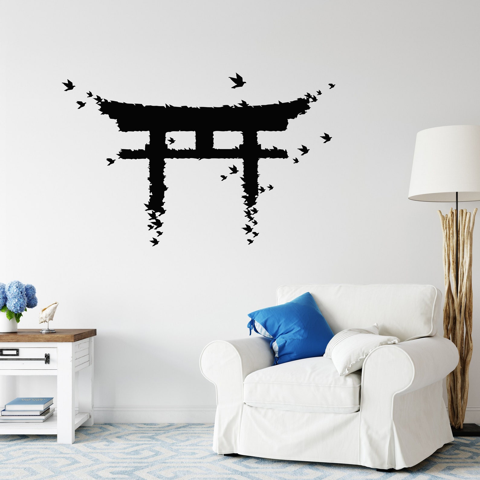 Japanese Gate Vinyl Wall Decal Birds Japan Asian Style Asia Home Room ...