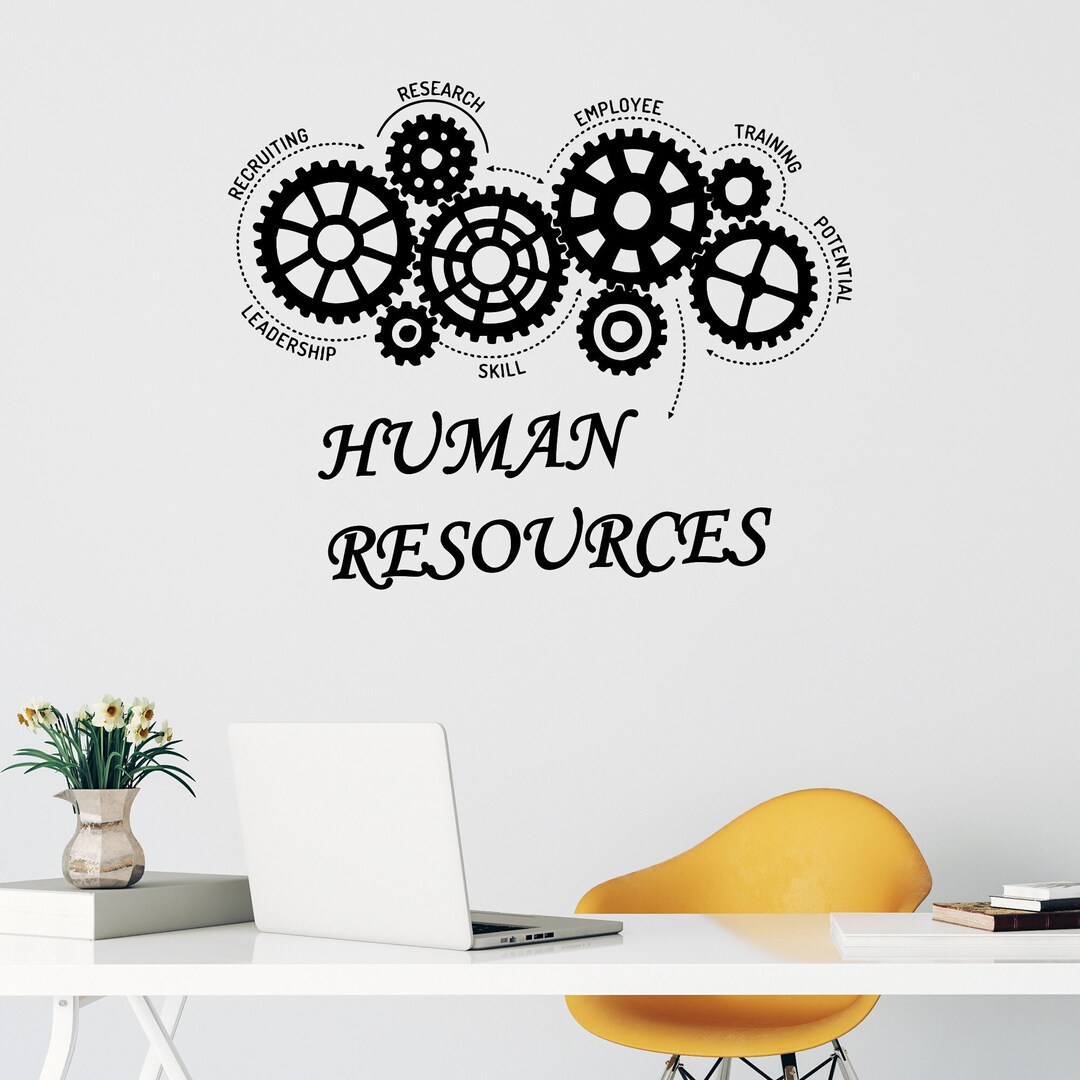 Human Resource Vinyl Wall Decal Gears Mechanism Decor Office Manager ...