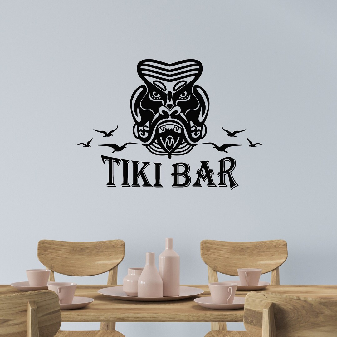 Hawaii Vinyl Wall Decal Welcome Tiki Bar Mask Hawaiian Stickers Mural ...