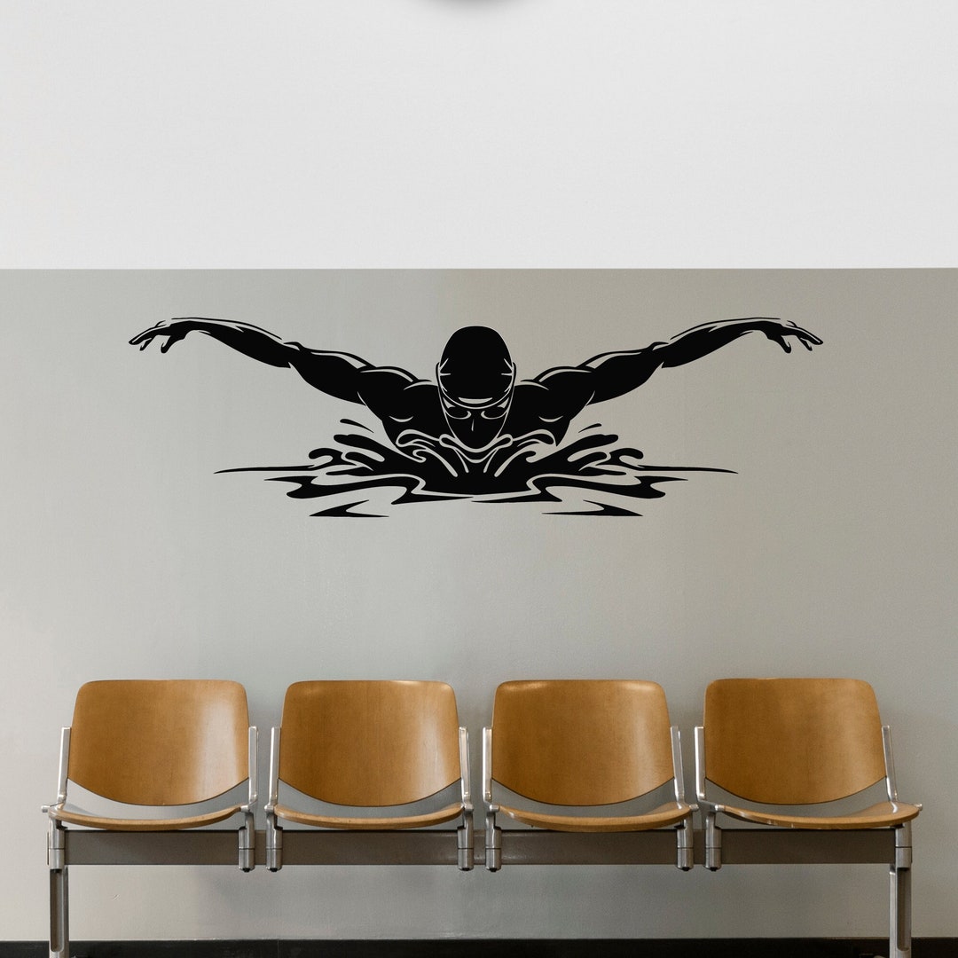 Swimmer Vinyl Wall Decal Swimming Pool Water Sport Athletic Stickers ...