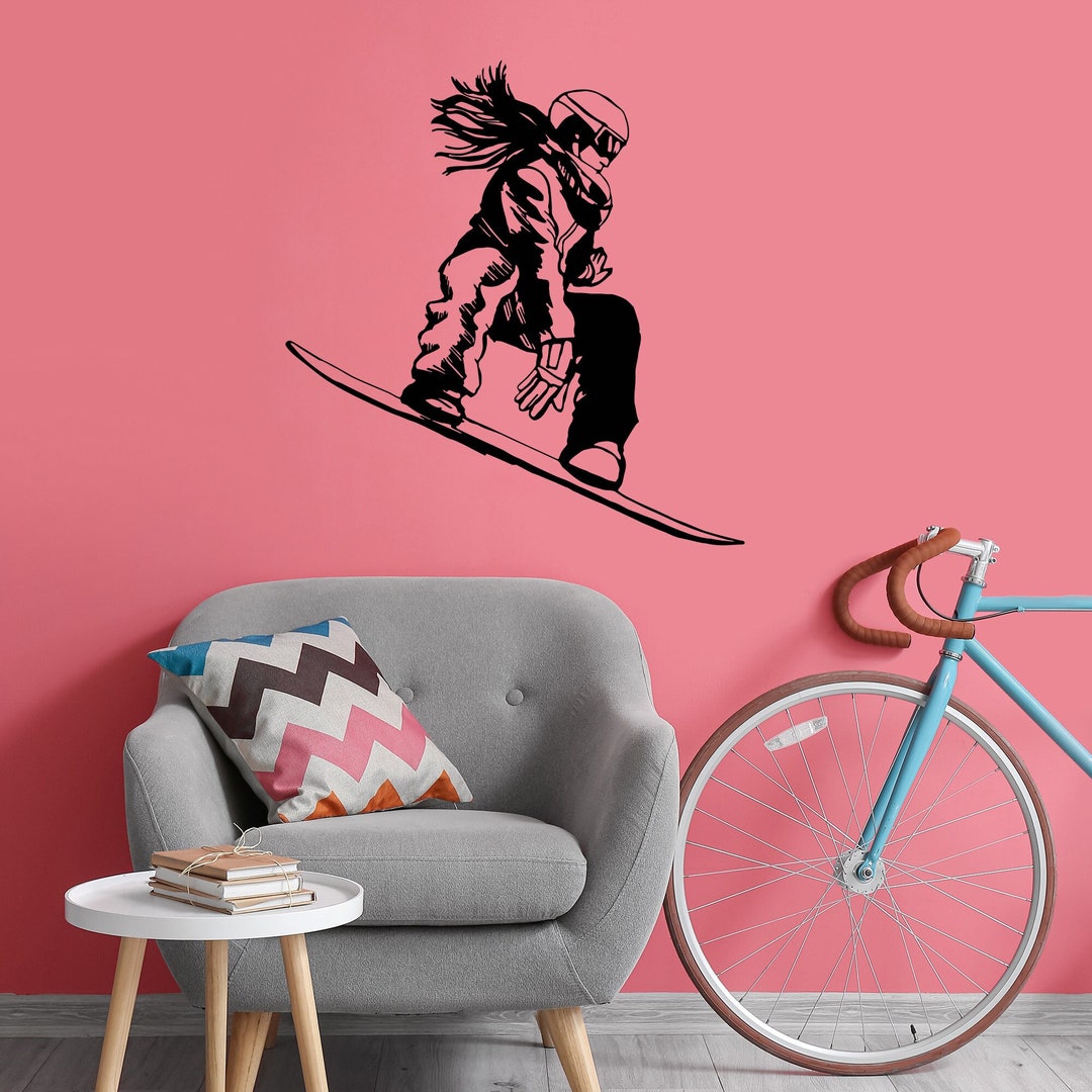 Snowboarder Girl Vinyl Wall Decal Extreme Sports Snowboard Winter Room ...
