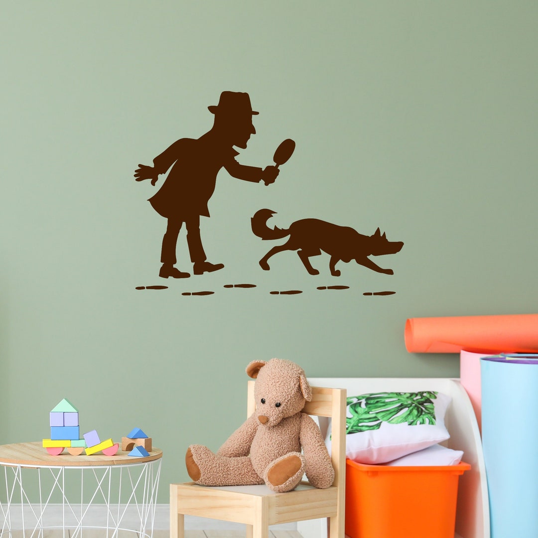 Private Detective Vinyl Wall Decal Bloodhound Tracker Dog Children's ...