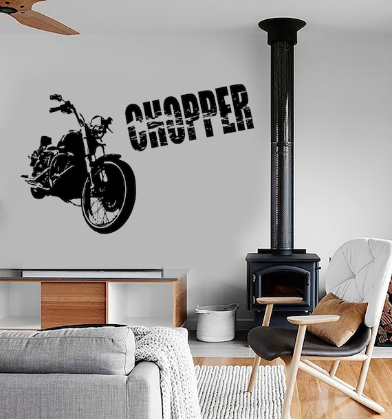 Wall Vinyl Decal Chopper Bike Biker Speed Racing Decor Freedom | Etsy