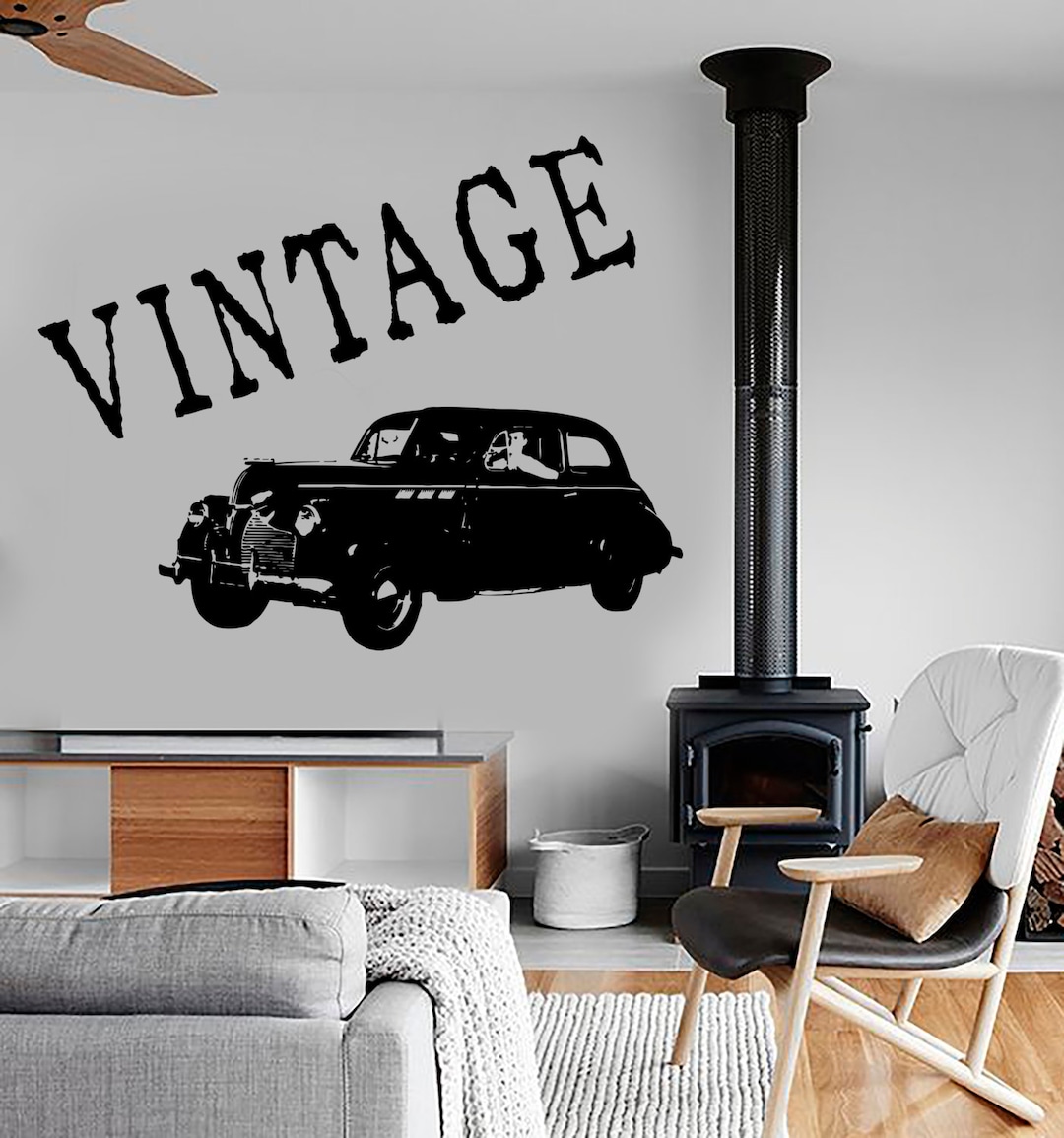Wall Vinyl Decal Retro Classic Car Vintage Vechicle Amazing Decor ...