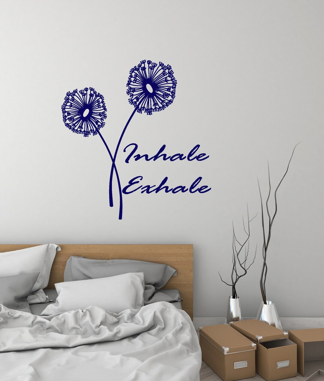 Inhale Exhale Vinyl Wall Decal Dandelions Flowers Bedroom Meditation ...
