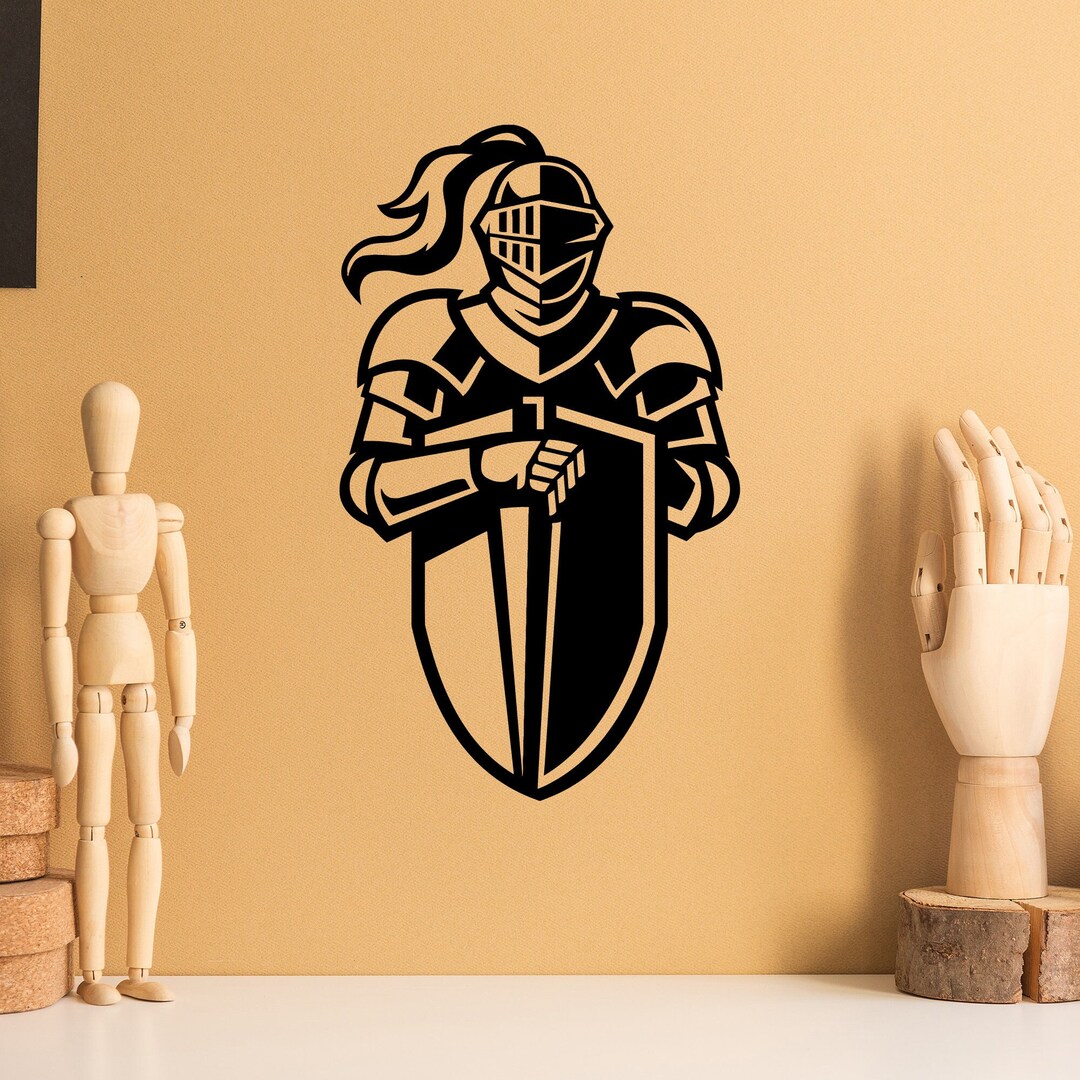 Knight in Armor Wall Vinyl Decal Middle Ages Hero Helmet Royal Noble ...