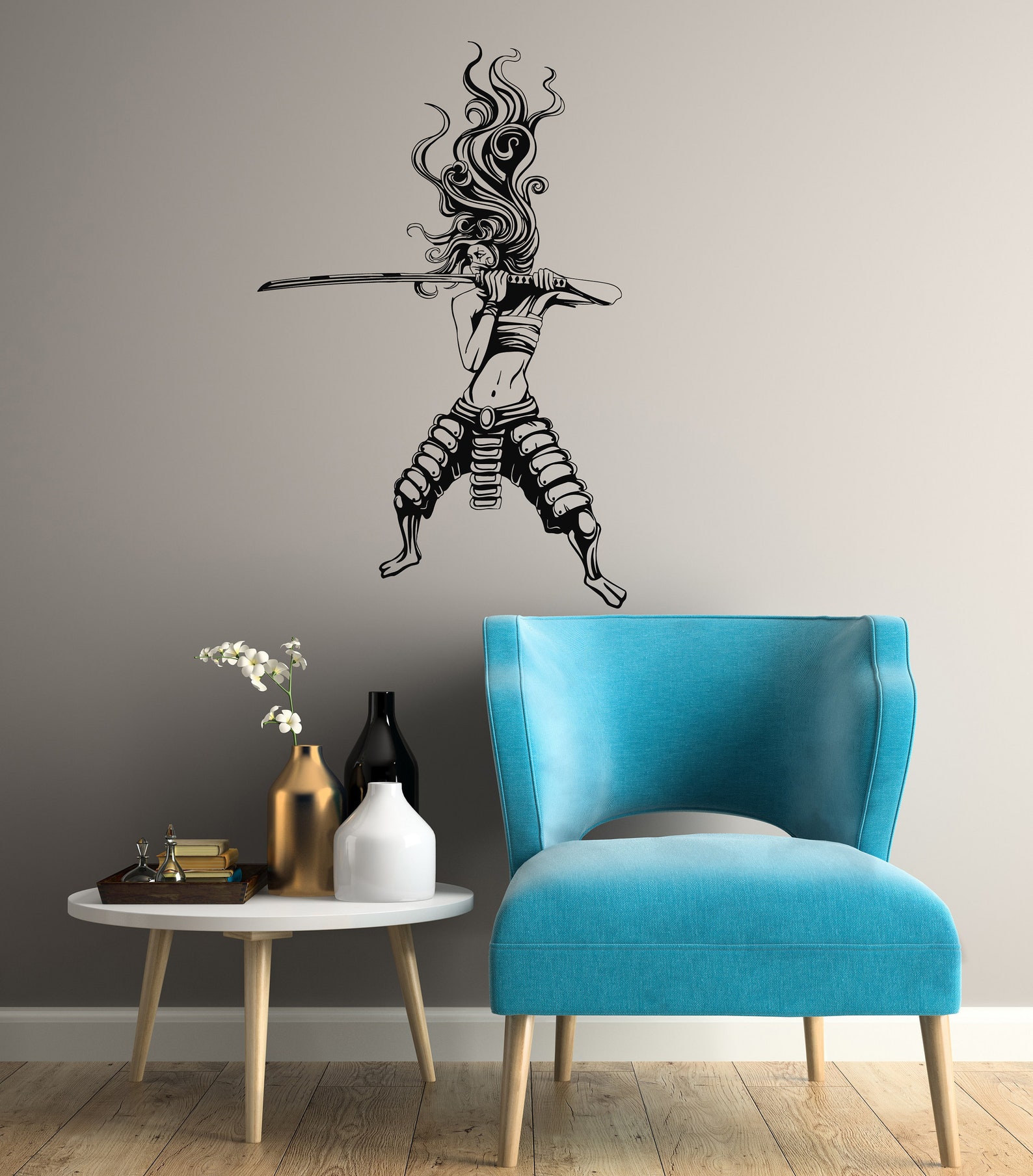 Samurai Girl Vinyl Wall Decal Warrior Woman Teen Room - Etsy