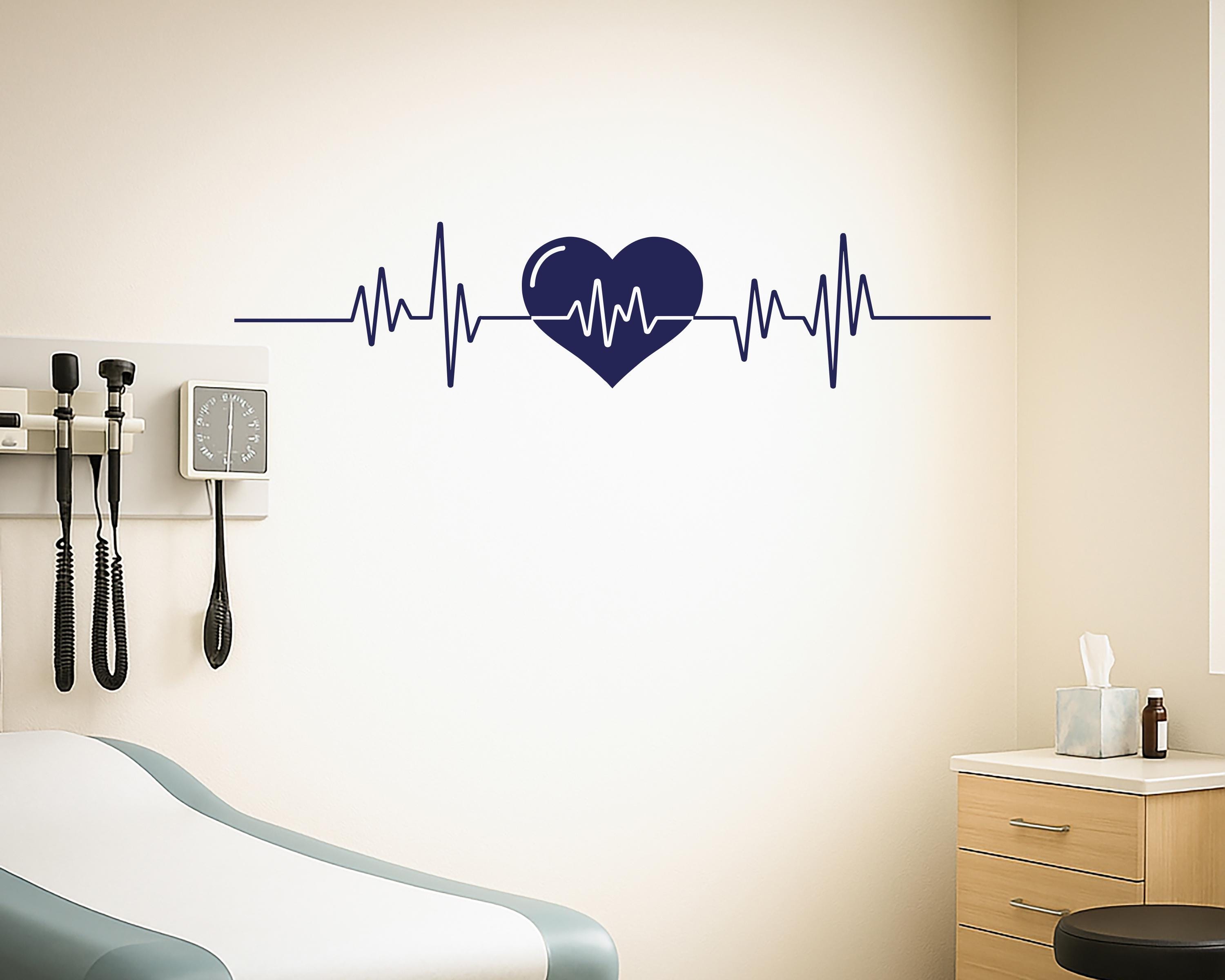 Medical Clinic Wall Decal – Heartbeat / Pulse Cardiogram Vinyl Sticker ...