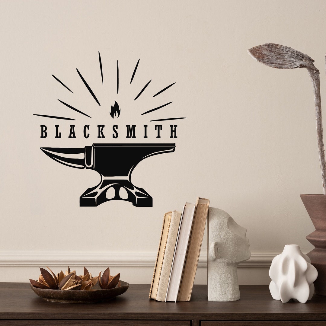 Blacksmith Vinyl Wall Decal Custom Anvil Forging Metal Iron Work ...