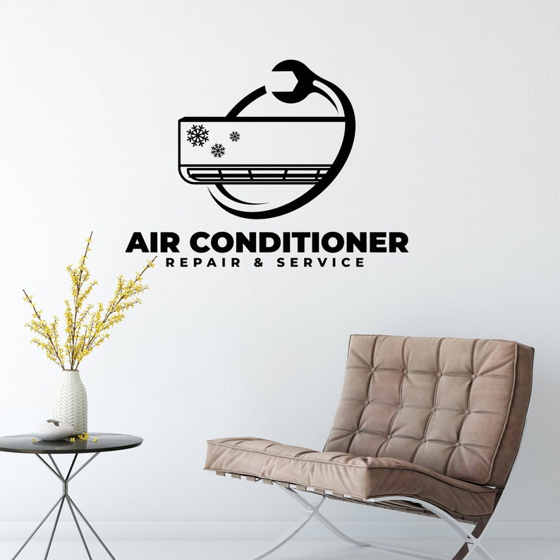 Air Conditioner Vinyl Wall Decal Repair Service Business Window Door ...