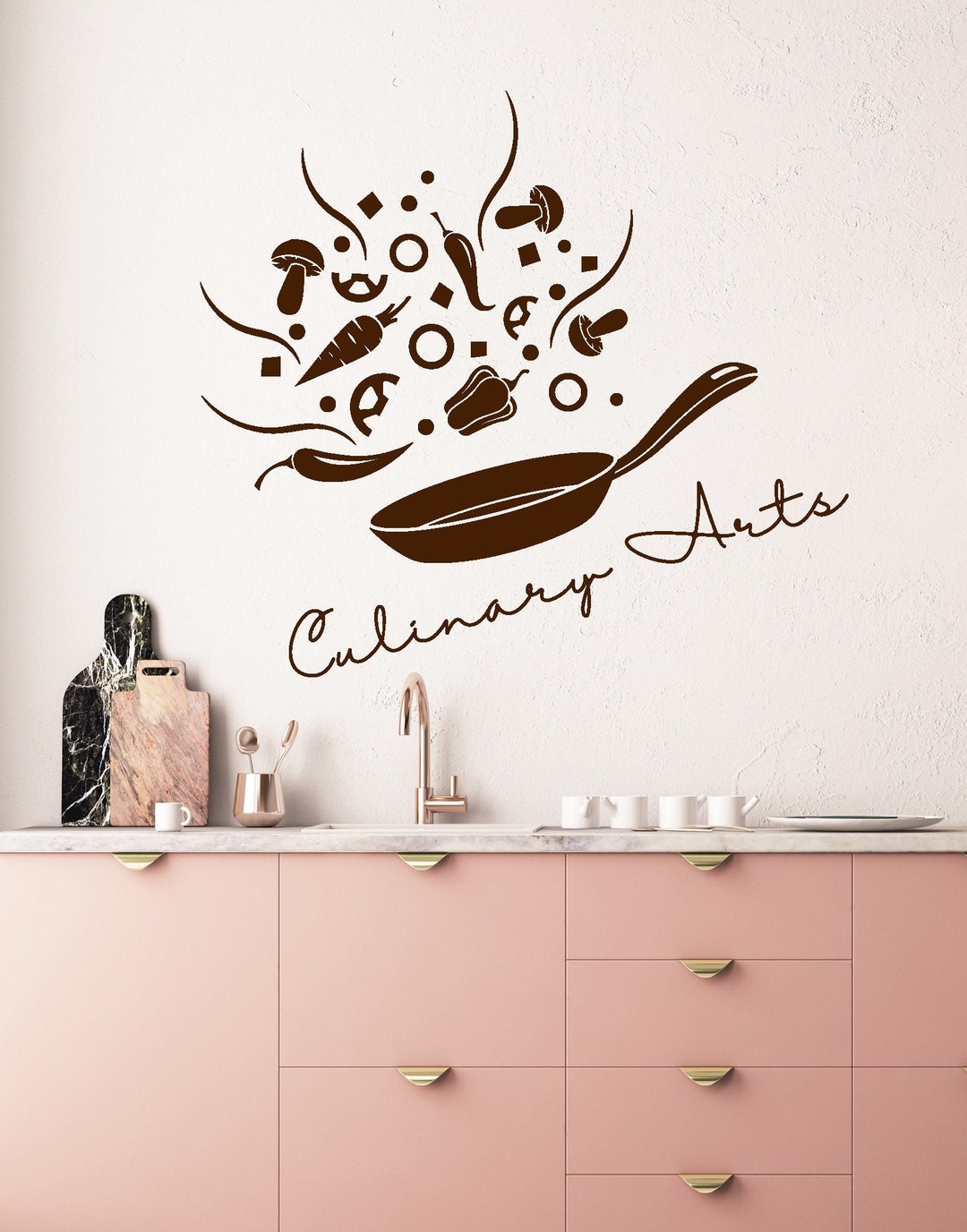 Culinary Arts Vinyl Wall Decal Pan Chef Cook Kitchen Stickers Mural ...