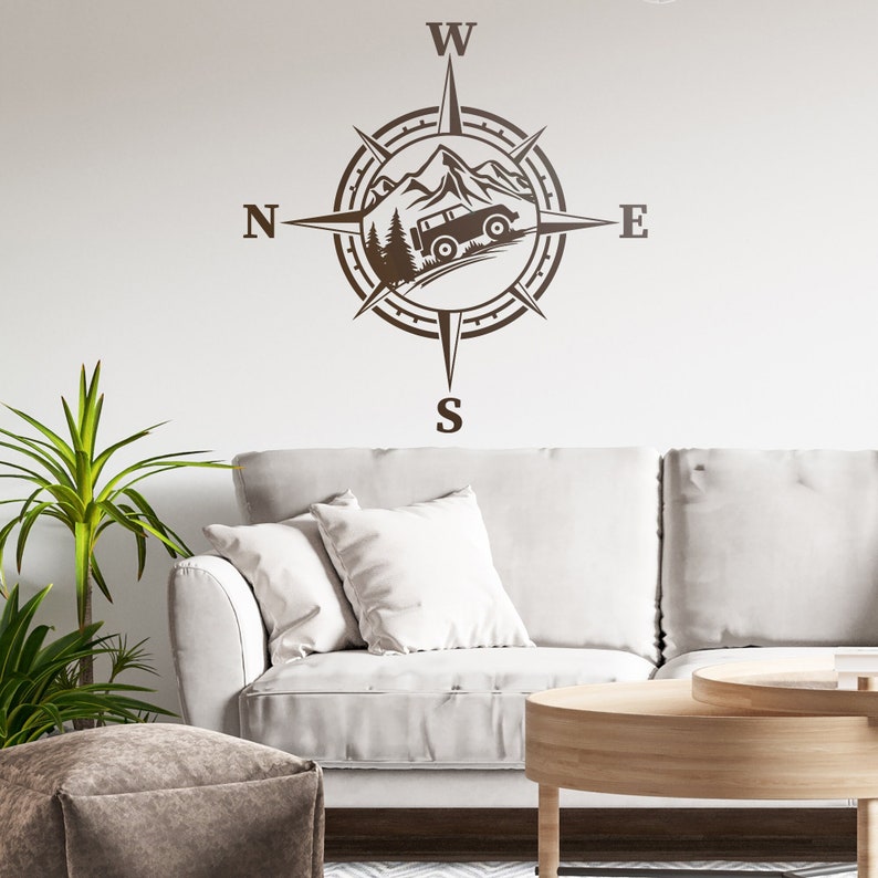 Compass Vinyl Wall Decal SUV Adventure Nature Outdoor Offroad Car ...