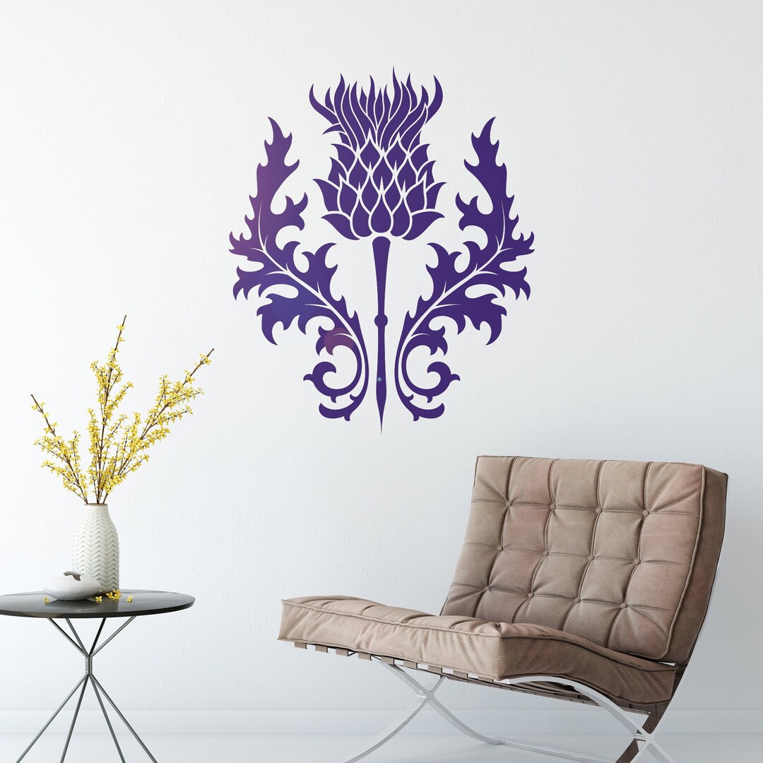Thistle Vinyl Wall Decal Scotland Floral Emblem Scottish Flower Style ...