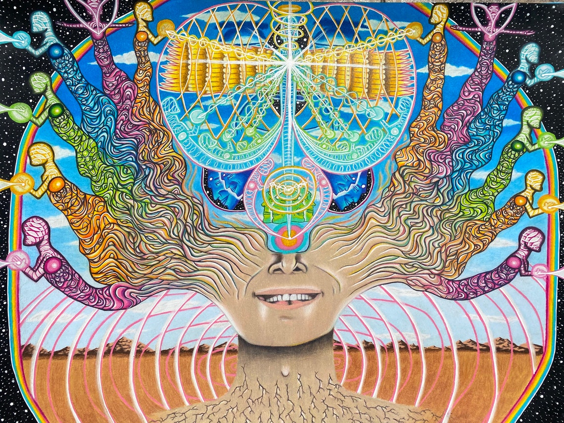 Divulge Fine Art Print / Abstract Visionary Psychedelic Man - Etsy Denmark