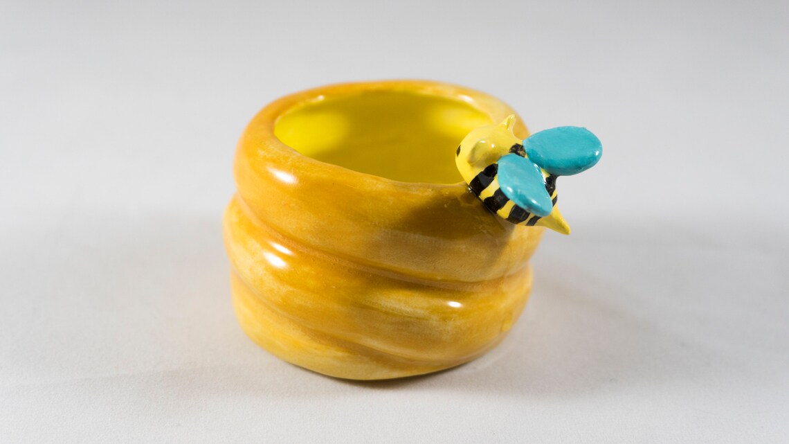 Beehive Honey Bee Bowl Ceramic Bowl for Small Pets hoomans - Etsy