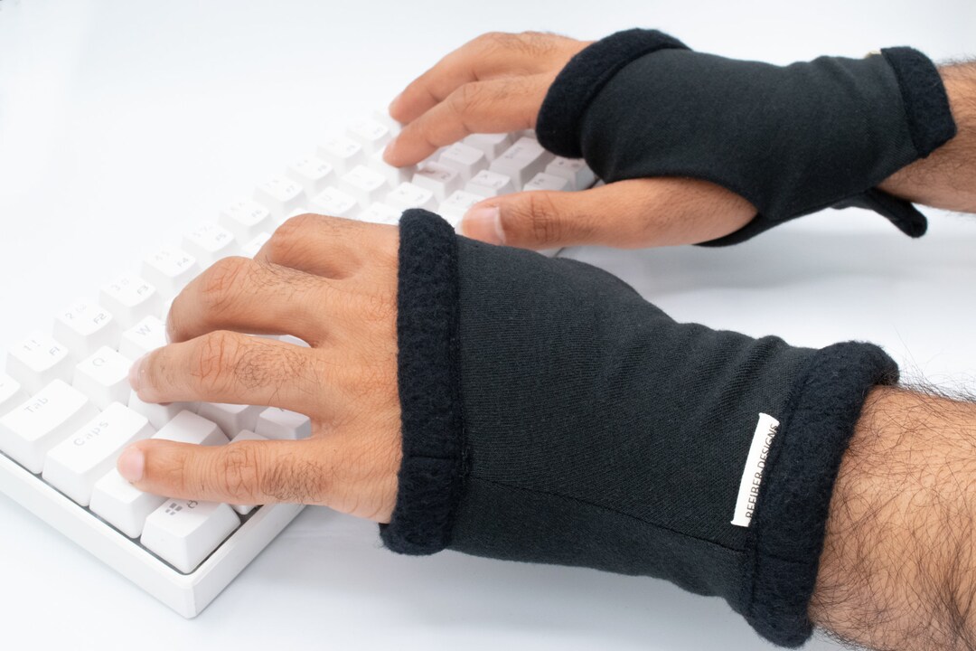 Organic Cotton Basic Black Computer Gloves, Texting Glove, Hand Warmers ...