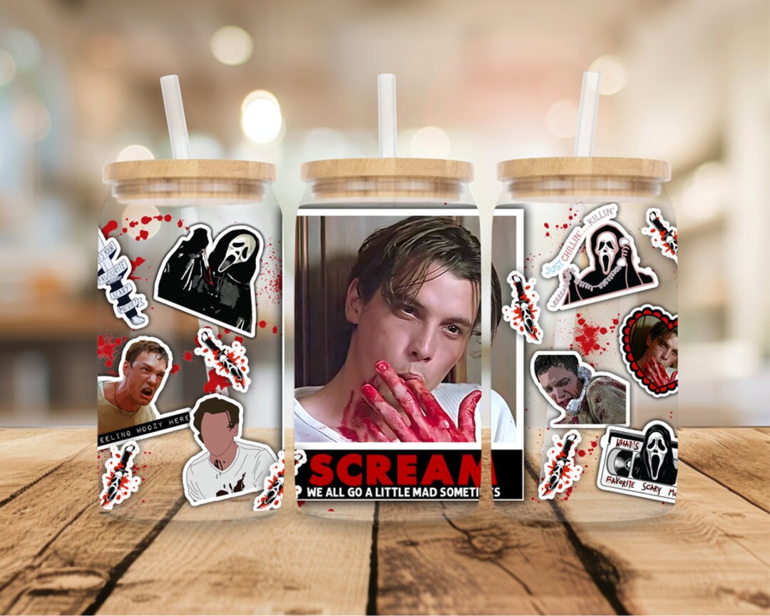 Billy Glass Can Slasher Glass Can Horror Glass Can Halloween Glass Can ...