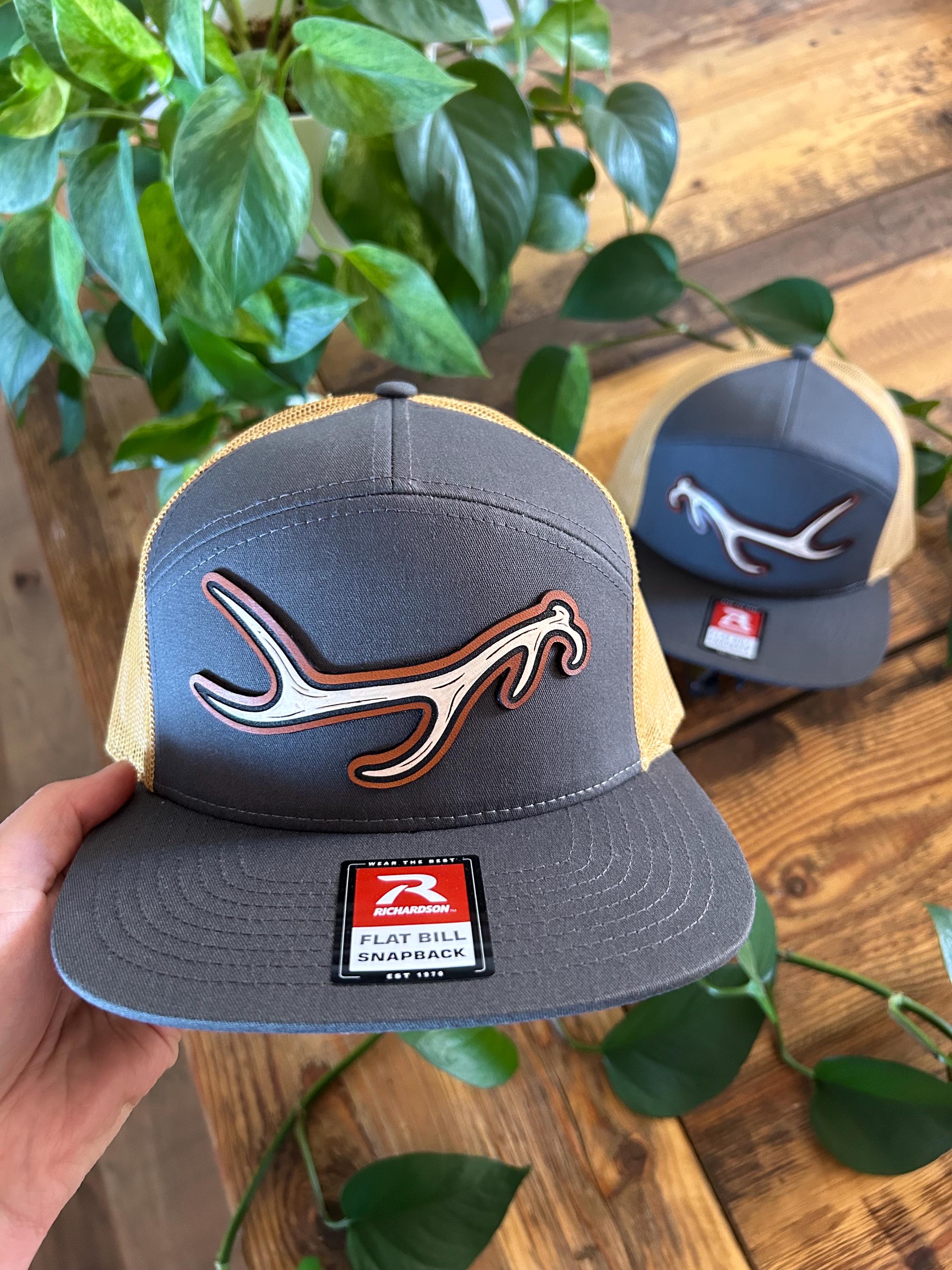 Tooled Leather Elk Patch Hat: Hunting Snapback Flat Bill Trucker Cap - Etsy