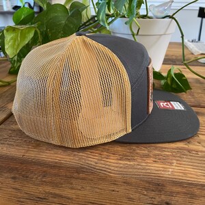 Tooled Desert Cowskull Leather Patch Hat Leather Patch Flat Bill Snapback Gift for Him Gift for ...