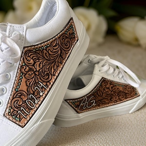 Custom Tooled Leather Wedding Vans | Bride Shoes | Western Wedding - Etsy