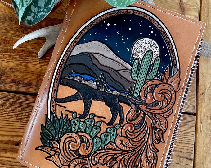 Tooled Leather Padfolio | Custom Leather Portfolio | Leather Notebook ...