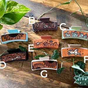 Tooled Leather Claw Clips | Western Hair Accessories | Punchy Apparel ...