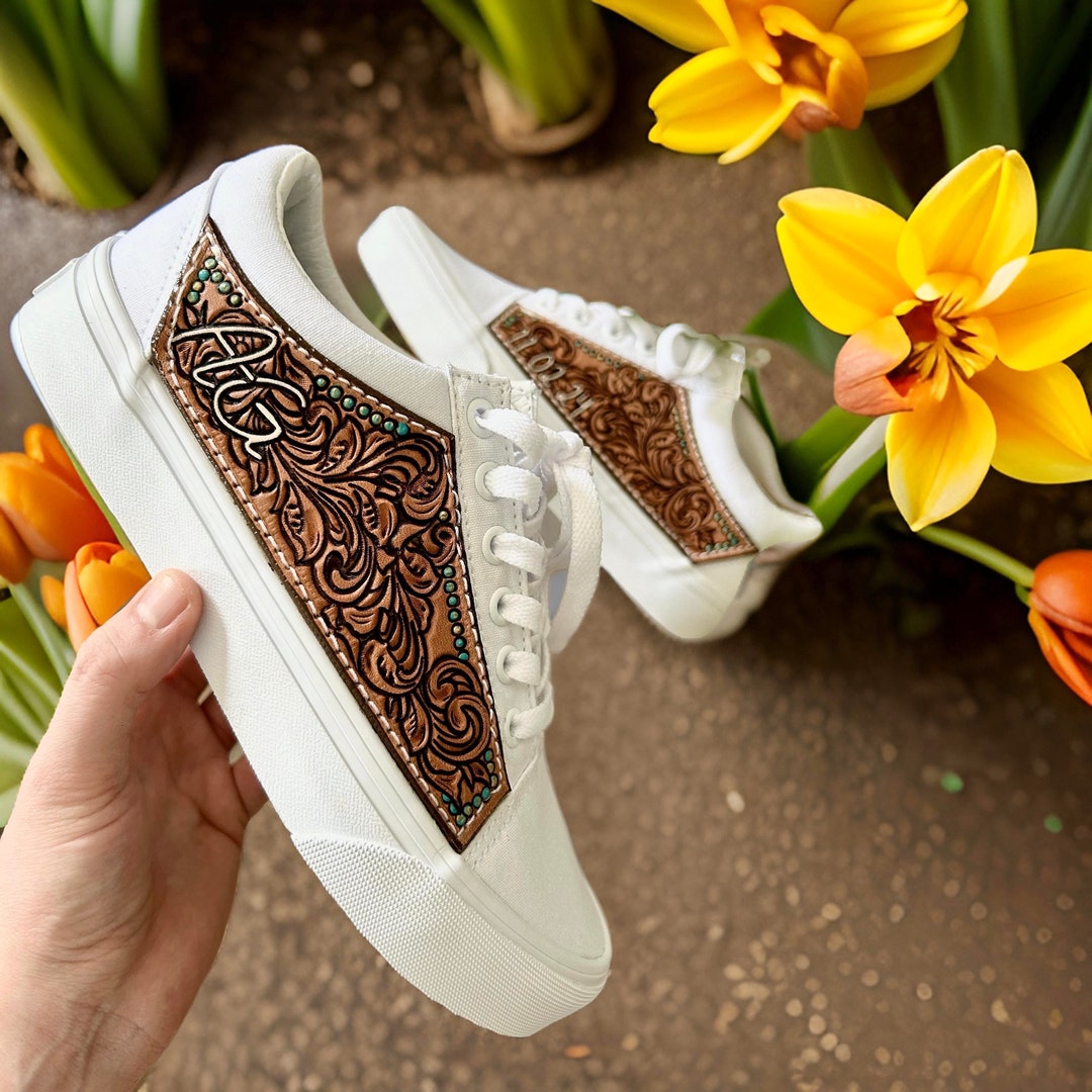 Custom Tooled Leather Wedding Vans | Bride Shoes | Western Wedding - Etsy