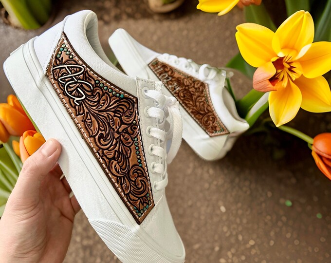 Custom Tooled Leather Wedding Vans | Bride Shoes | Western Wedding - Etsy