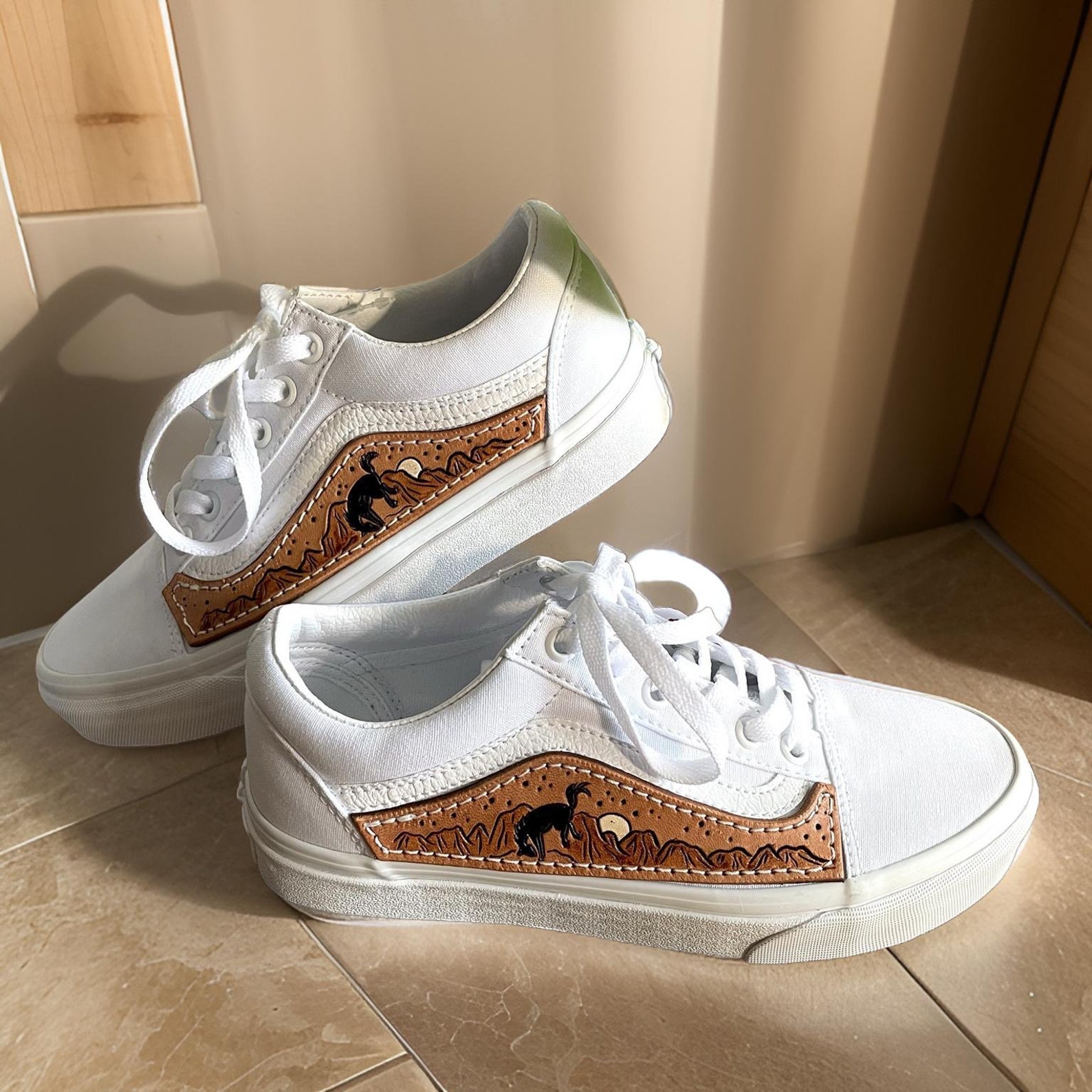 Tooled Bucking Horse Vans Western Vans Wyoming Spirit Custom Leather ...