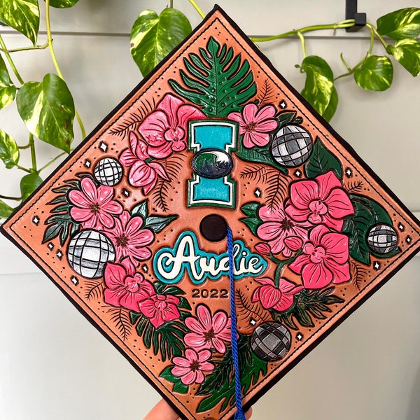 Tooled Leather Western Graduation Cap Topper - Etsy