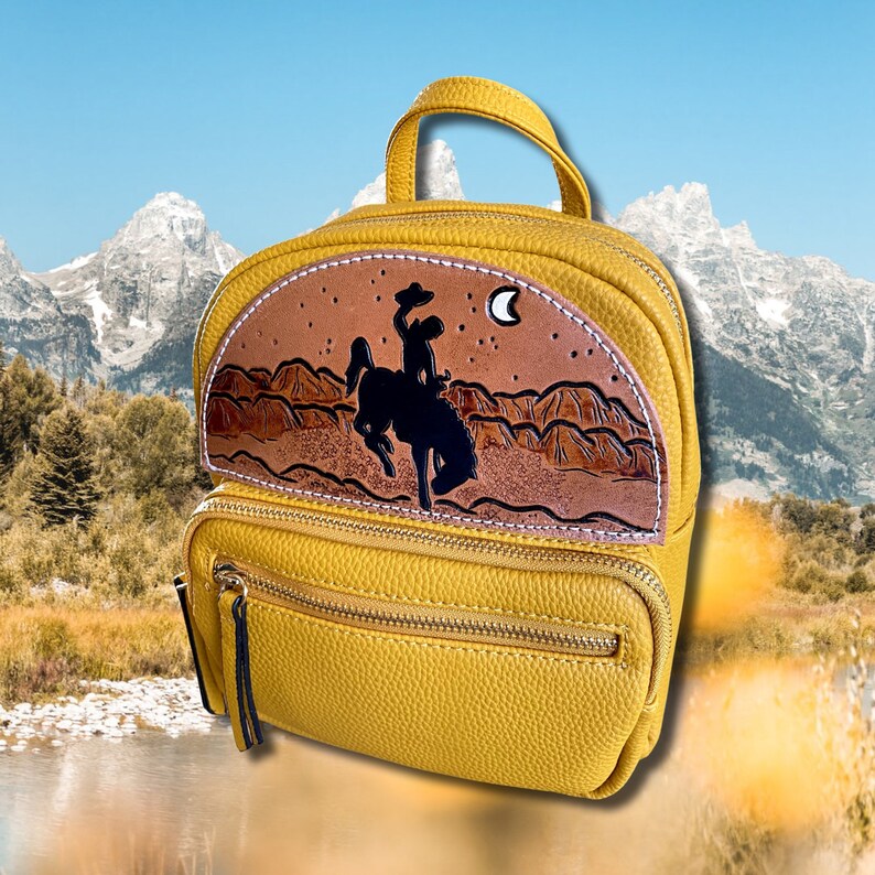 Tooled Leather Mini Backpack Purse Western Bags Desert - Etsy