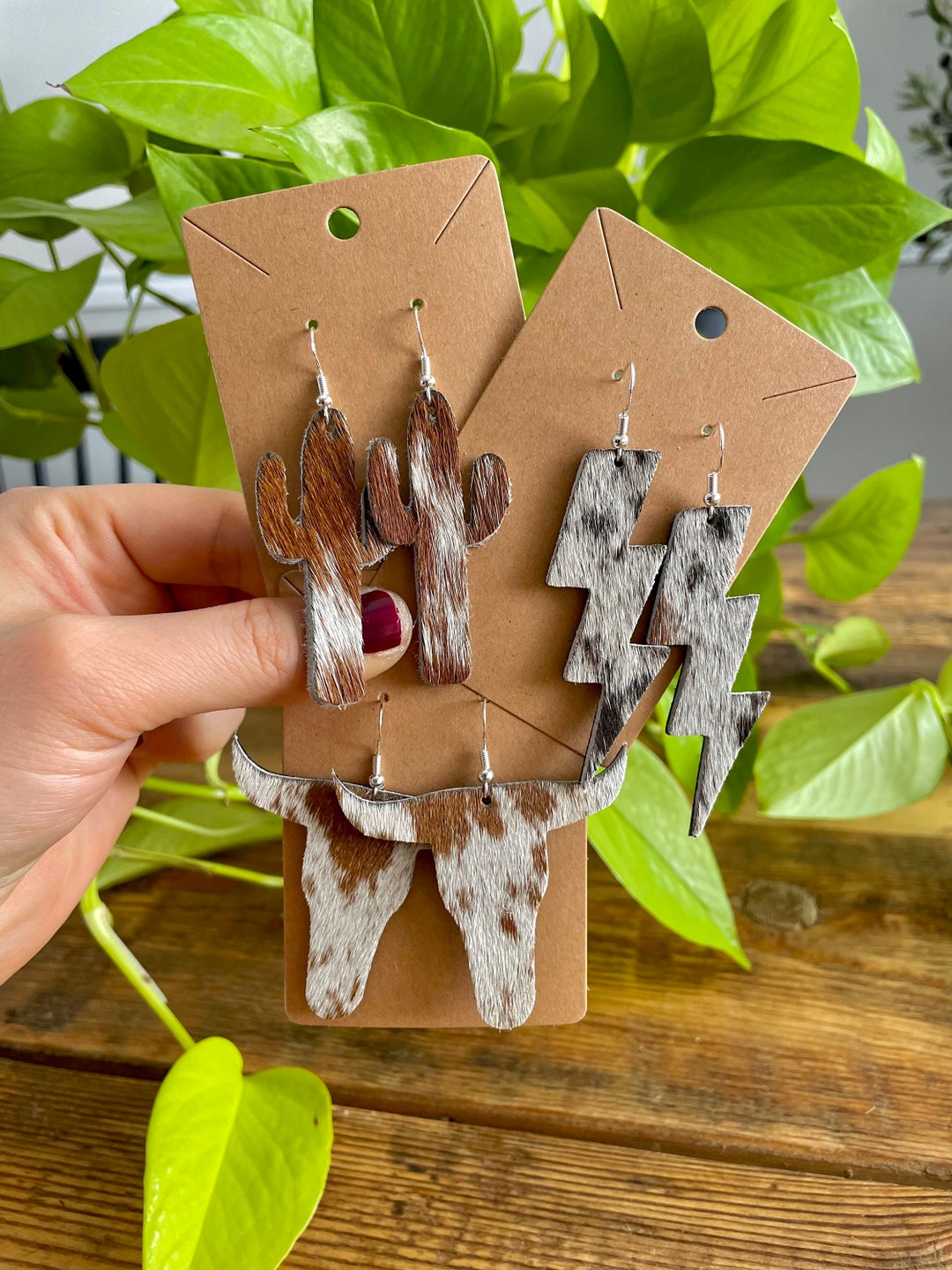 Hair-on Cowhide Earrings | Western Accessories | Punchy Apparel | Rodeo ...