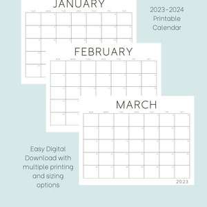 2023-2024 Printable Calendar, Digital Calendar Download, Printable ...