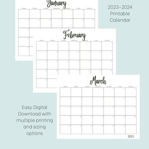 2023-2024 Printable Calendar, Digital Calendar Download, Printable ...