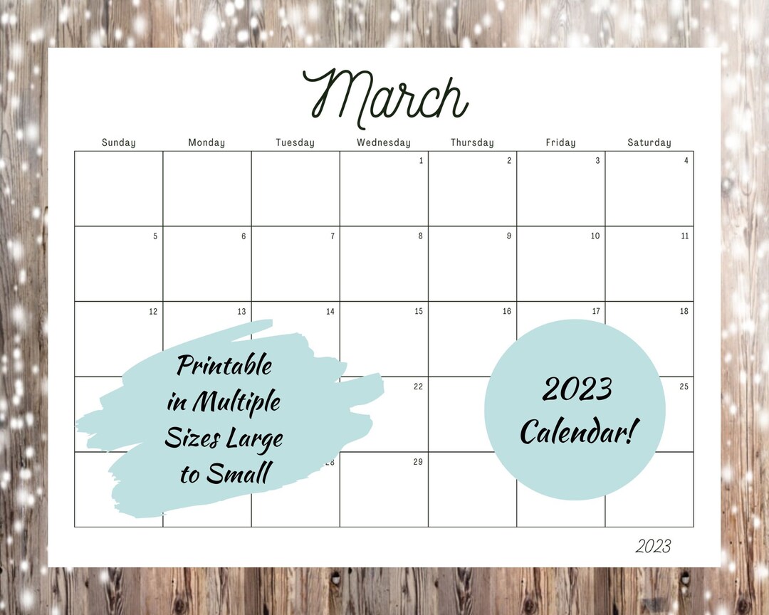 2023 Printable Calendar, Digital Calendar Download, Printable Monthly ...