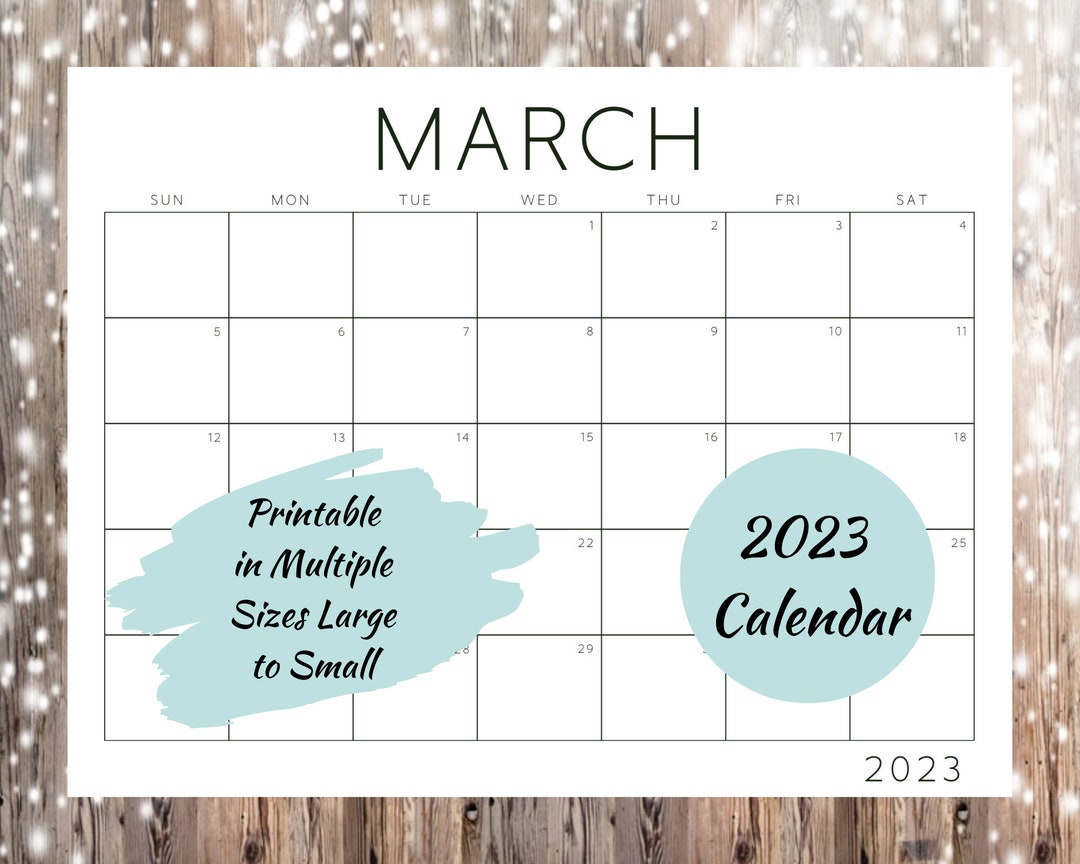 2023 Printable Calendar, Digital Calendar Download, Printable Monthly ...