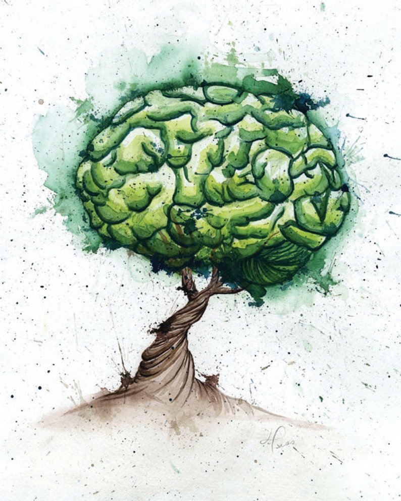 Brain Tree- Camp Cranium Watercolor - Etsy
