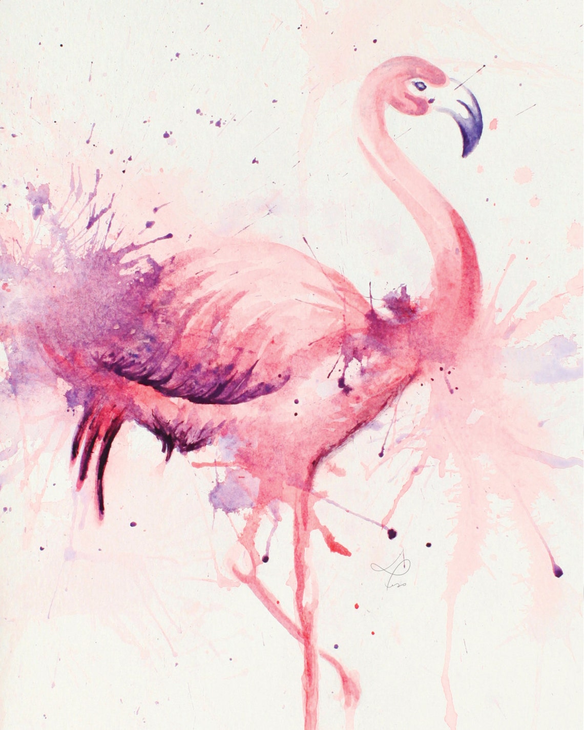 Flamingo Watercolor Painting Print - Etsy