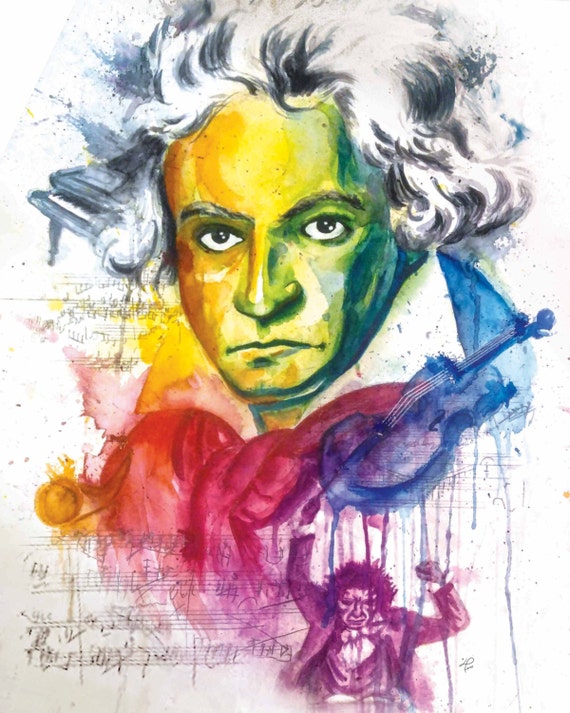 Ludwig Van Beethoven Watercolor Print | Etsy