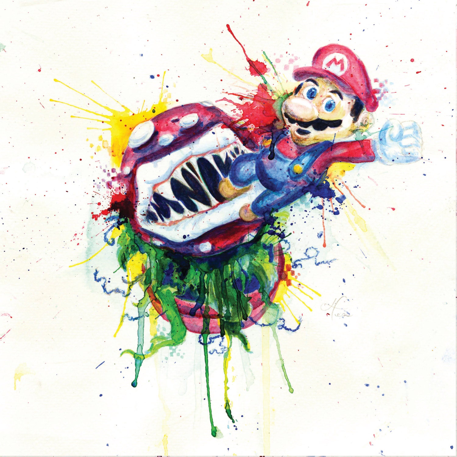 Mario Brother Painting Watercolor Painting Print - Etsy
