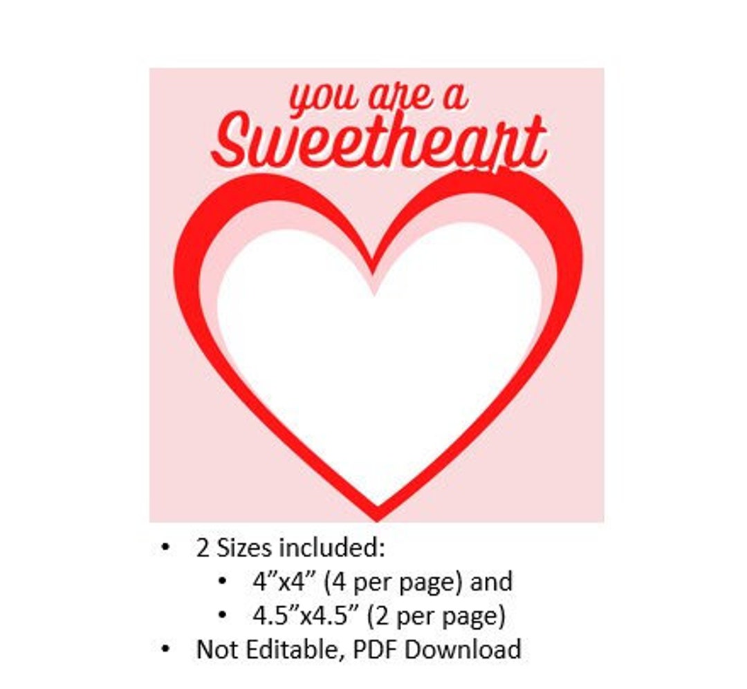 Sweetheart/valentine's Cookie Tag/instant Download - Etsy