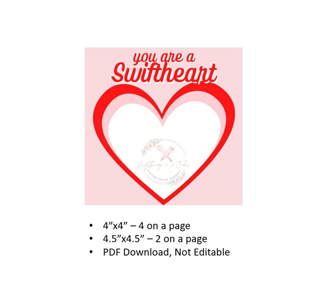 You Are a Swiftheart/valentine's Cookie Tag/instant Download - Etsy