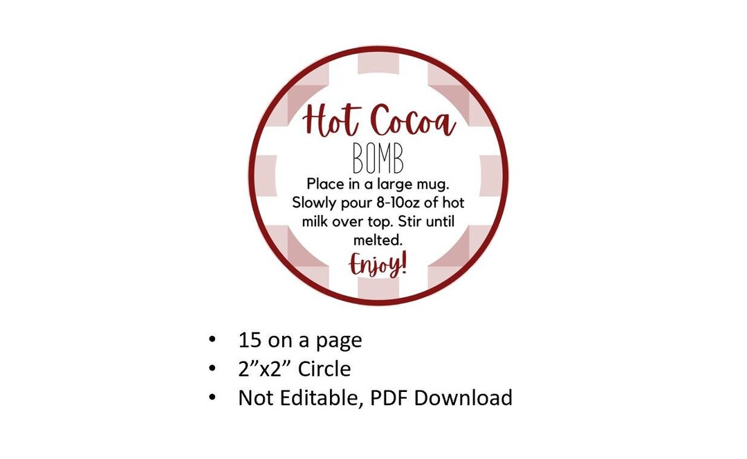 Hot Cocoa Bomb/cocoa Bomb Tag/christmas Tag/instant Download - Etsy