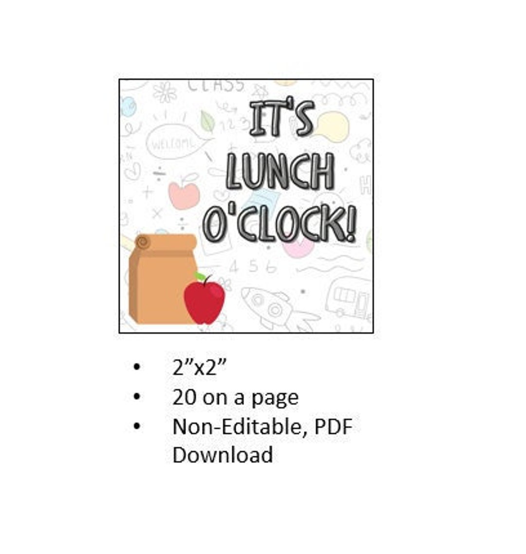 It's Lunch O'clock/back to School Cookie Tag/instant Download - Etsy