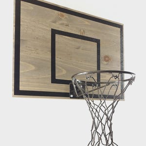 Indoor Wood Basketball Hoop: Weathered Gray, Black Trim - Basketball ...