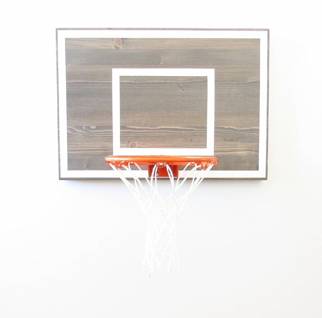 Indoor Basketball Goal. Weathered Gray Wood Basketball Hoop. Basketball ...